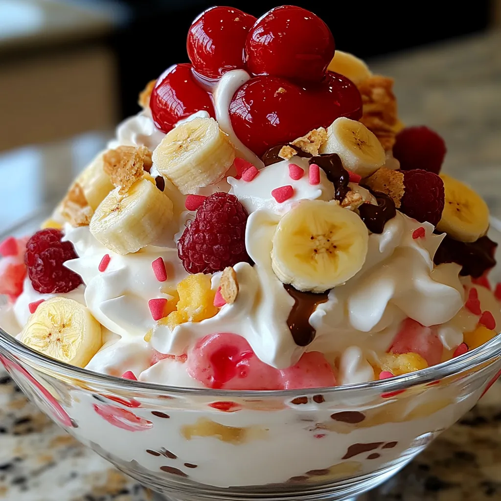 "Indulge in Delightful Banana Split Fluff - Easy No-Bake Dessert"