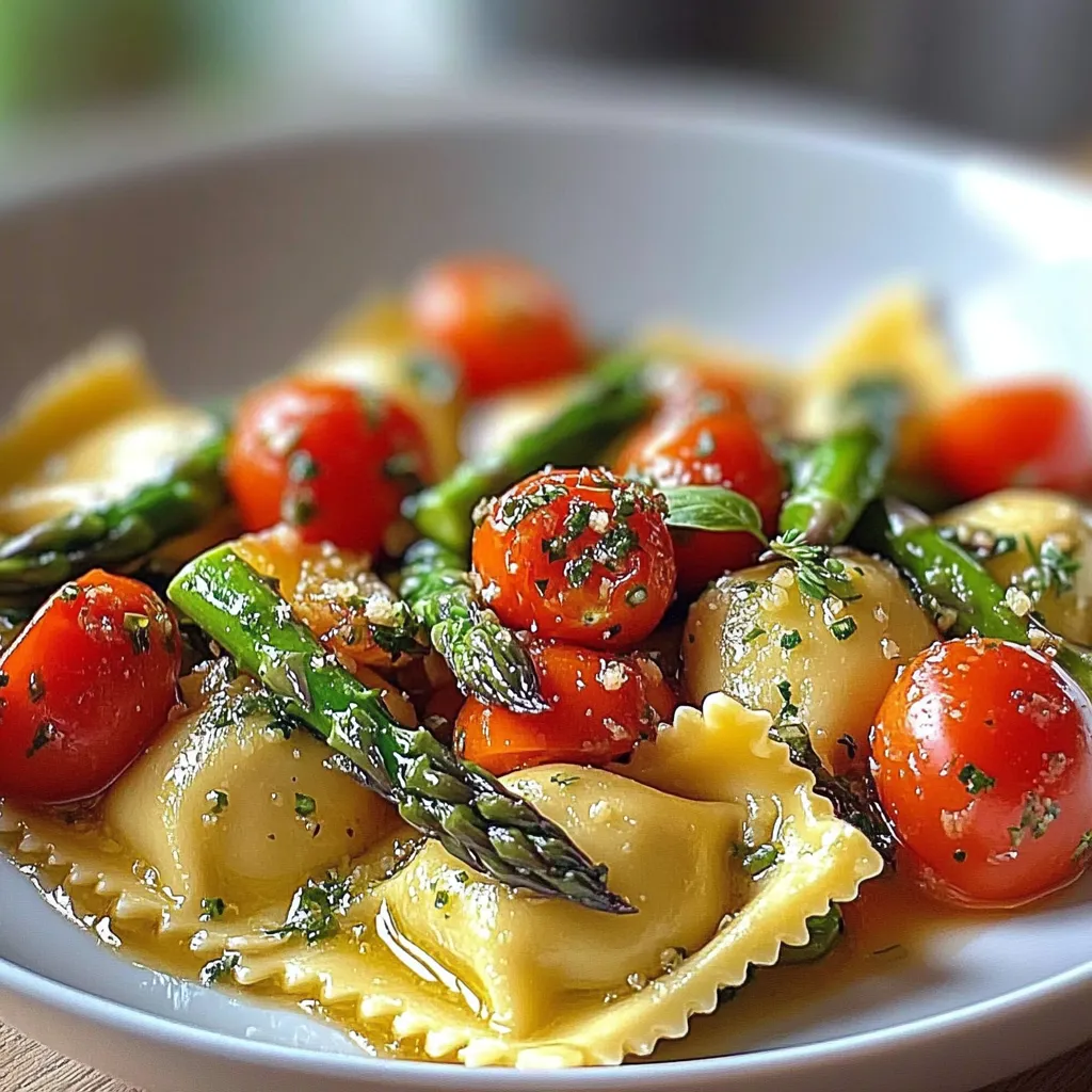 Savory Ravioli: Quick Tomatoes, Asparagus & Garlic Recipe